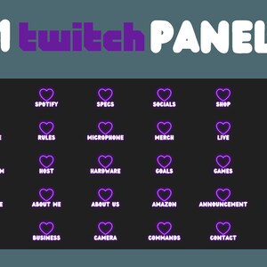 Neon Purple Twitch Panels 51 Twitch Panels Simple Heart - Etsy