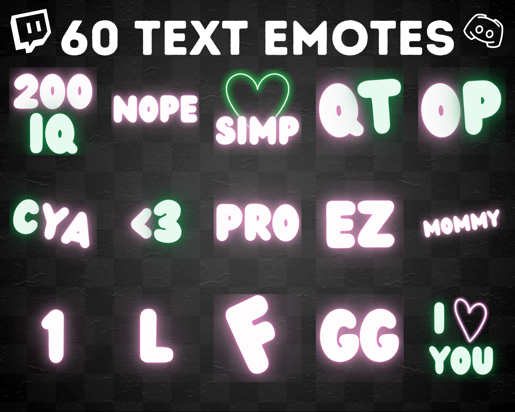 Neon Twitch Emotes Twitch & Discord Emotes Bundle F No U Ban Memes ...