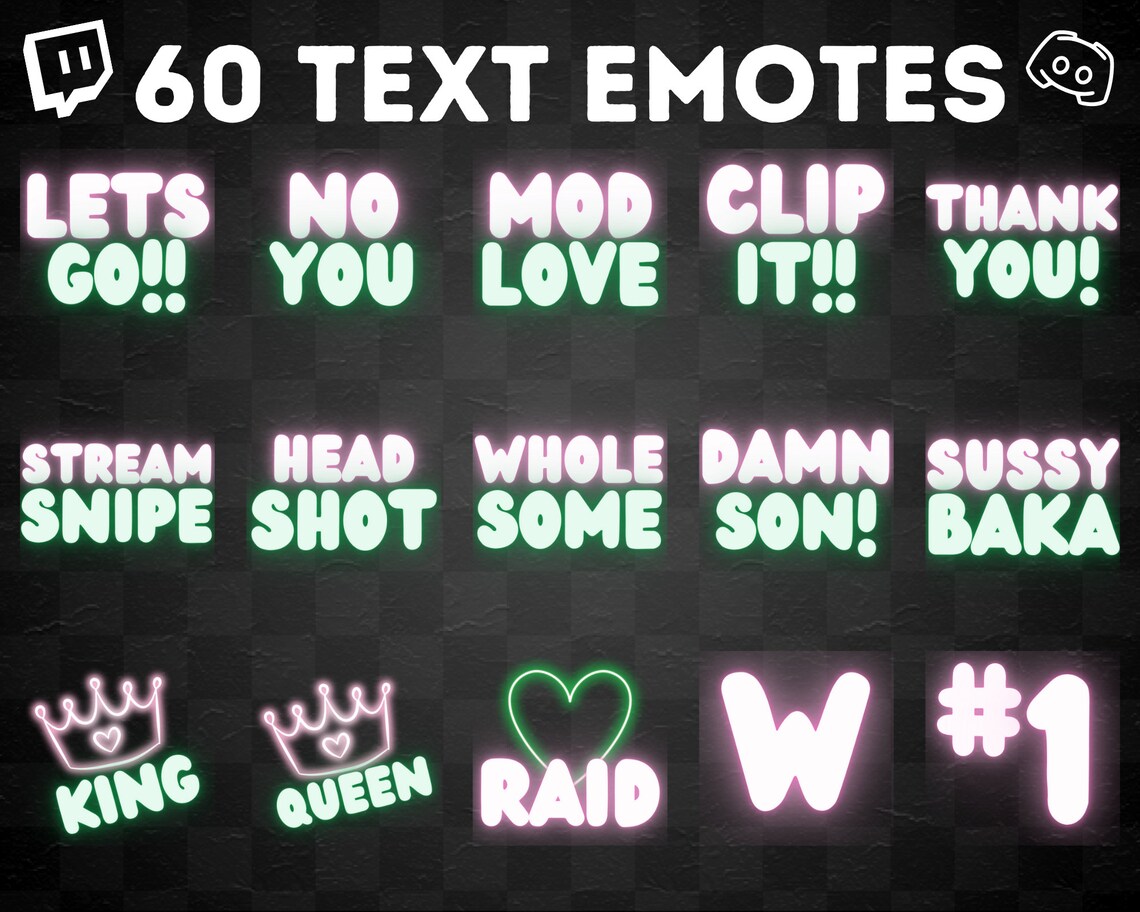 Neon Twitch Emotes Twitch & Discord Emotes Bundle F No U Ban Memes ...