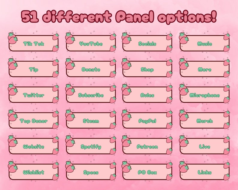 51 Strawberry Twitch Panels, Kick Tiles | Simple Star Strawberry ...
