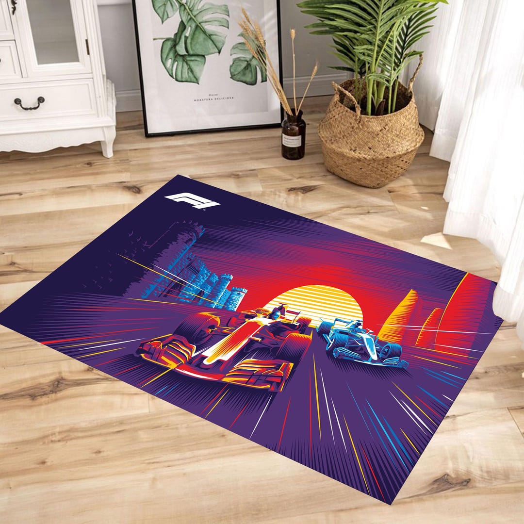 Retro F1 Rug, Retrowave Formula 1 Rug, Racing Rug, F1 Rug, Formula 1 ...
