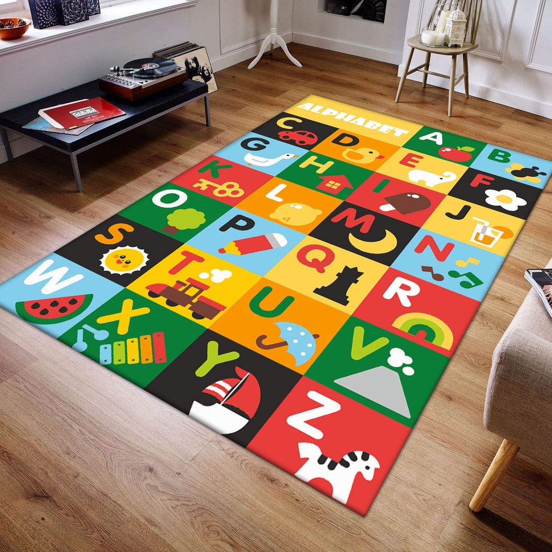 Alphabet Rug, Child Learn Alphabet Rug, Kidsroom Rug, Kids Rug, Kids ...