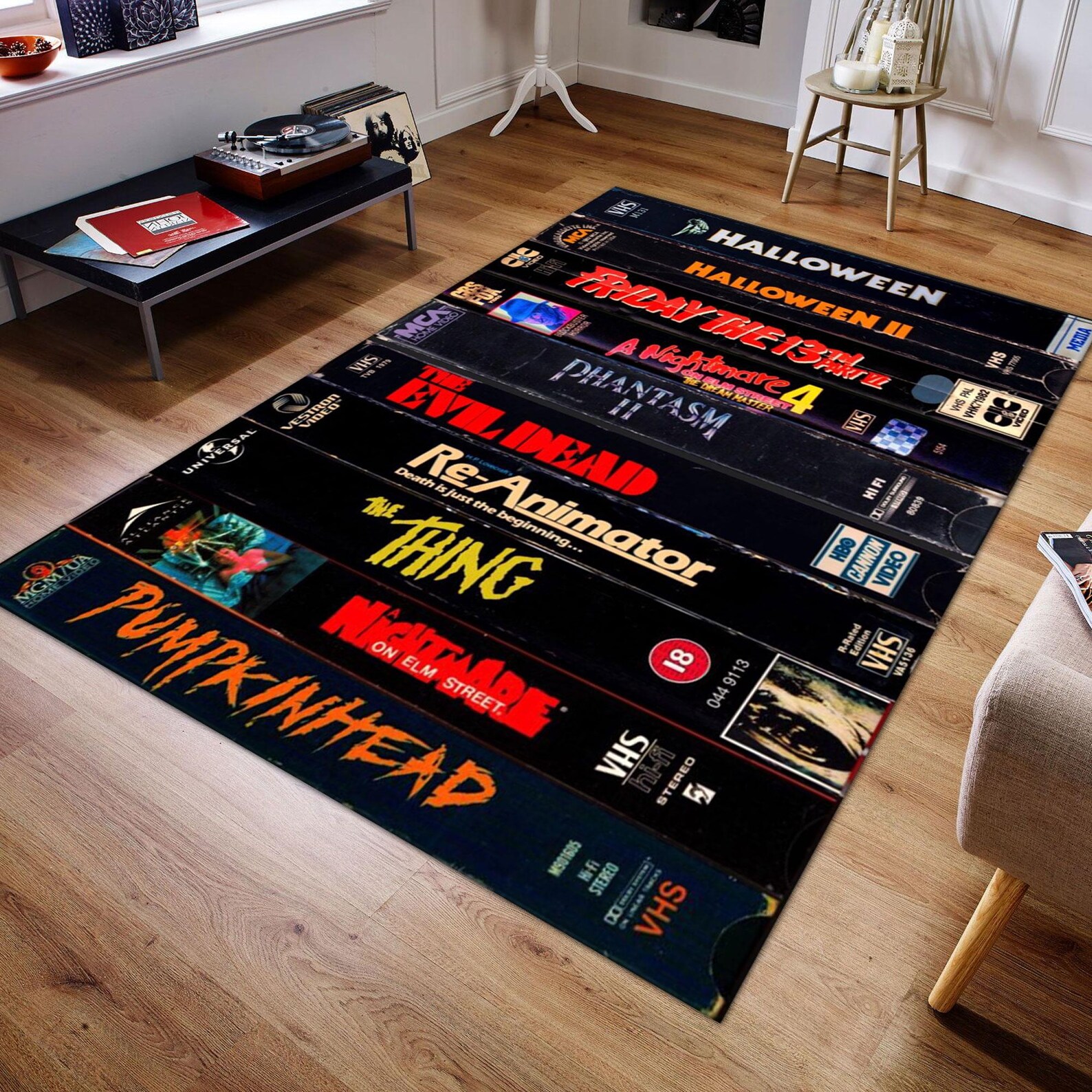 Horror Movies Rug, Vintage 90s Horror Movies Rug, Movie Rug, Series Rug ...