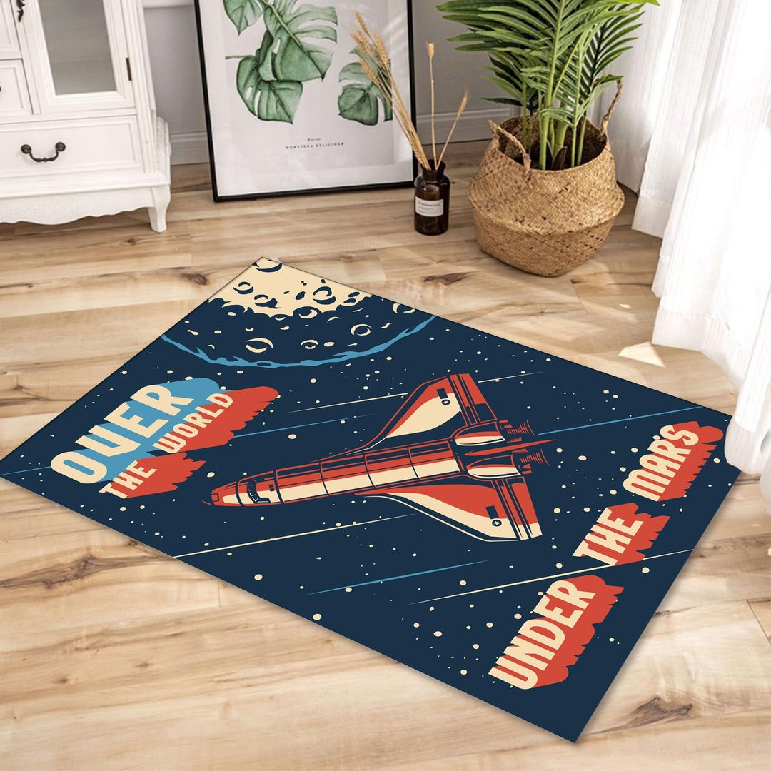 Under the Mars Rug - Spacecraft Area Rug for Kids Room, Mars Themed ...