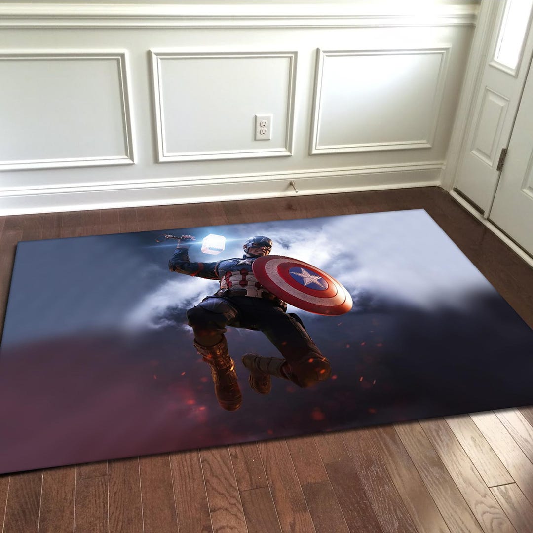 Captain America Rugs, Captain America, Kids Room Rug, Kids Decor, Gift ...