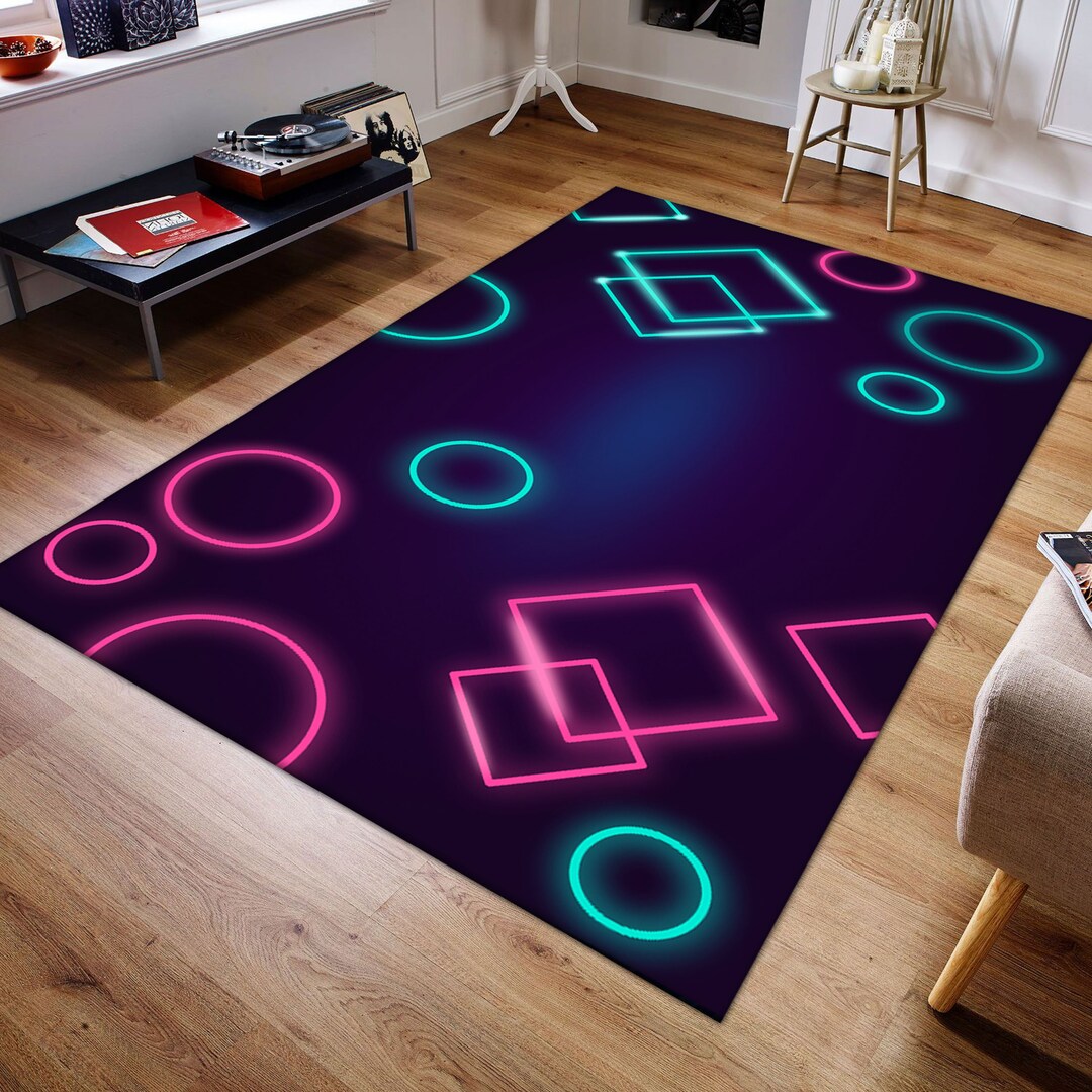 Neon Rug, Arcade Rug, Gamers Rug, Kidsroom Rug, Home Decor, Color Art ...