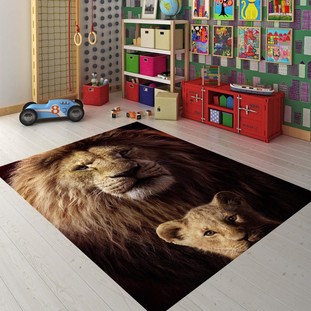 Lion Rugs, King Rug for Kids, Lion Themed Rug for Kids, Nursery Rug ...