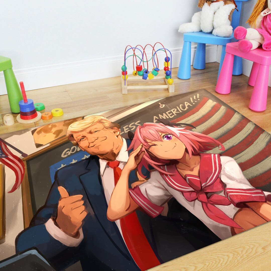 Trump and Anime Girl Rug, Donald Trump Rug, America Rug, Flag Rug ...