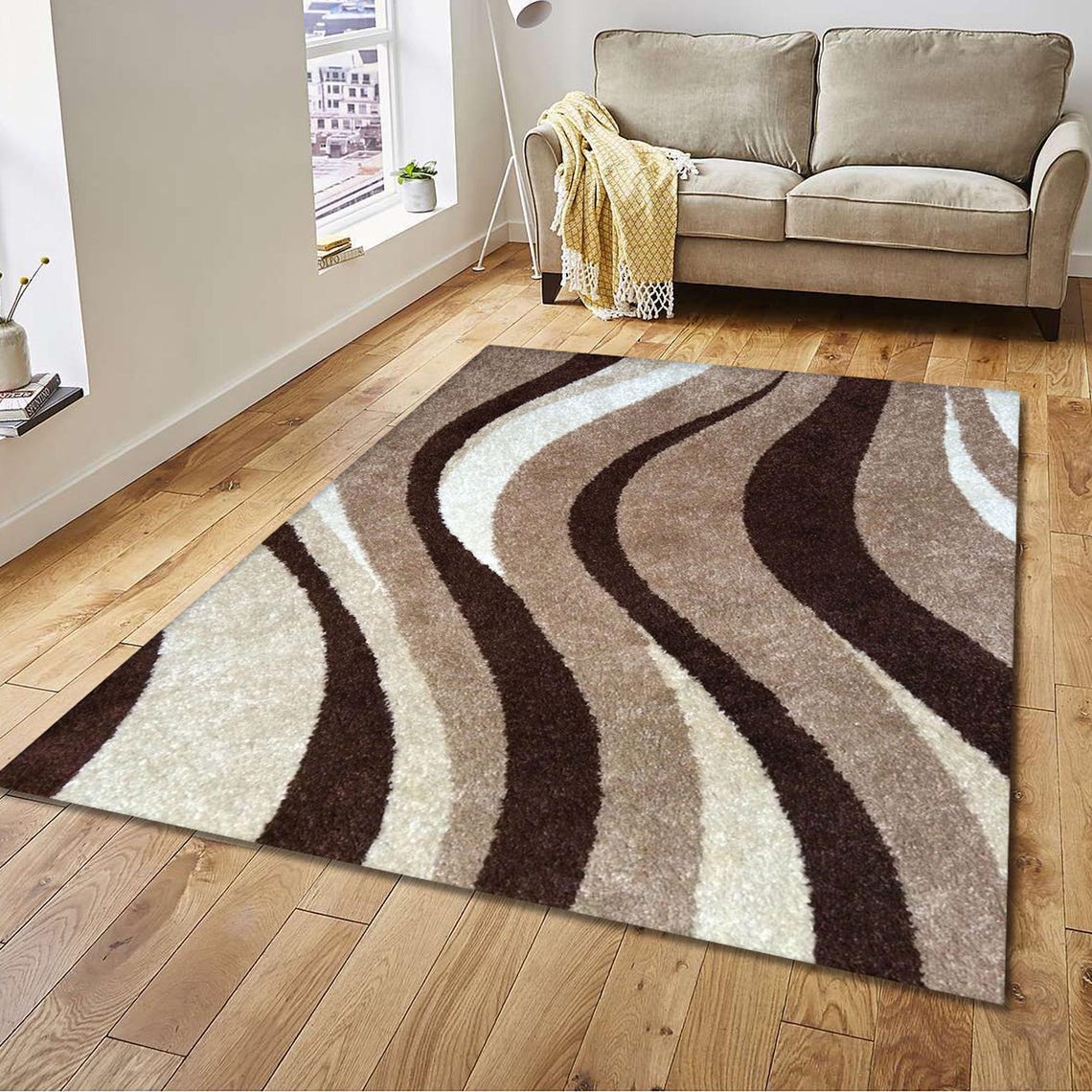 Cream Wave Rug, Cream Wave Living Room Rug, Wave Cream Rug, Rug for Any ...