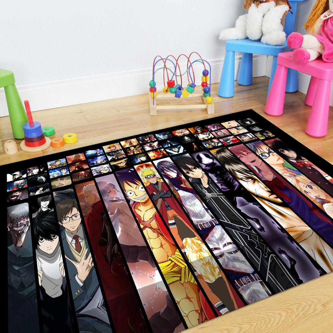 Manga Characters Rug, Anime Rug Gift Rug, Anime Decor, Anime Fan Gift ...