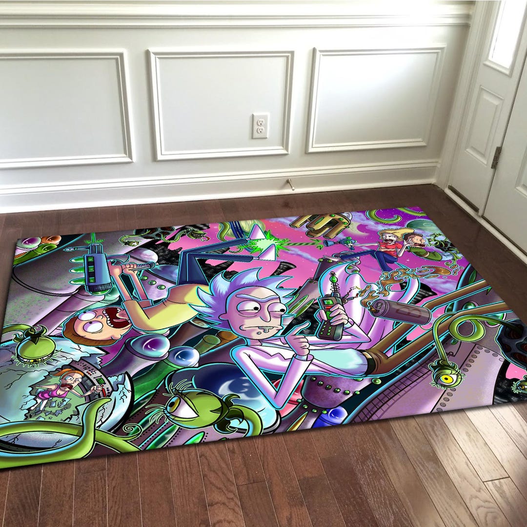 Rick and Morty Rug, Rick and Morty Decor, Cartoon Rug, Rick and Morty ...