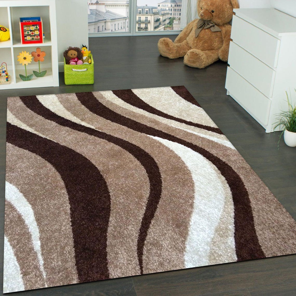 Cream Wave Rug, Cream Wave Living Room Rug, Wave Cream Rug, Rug for Any ...
