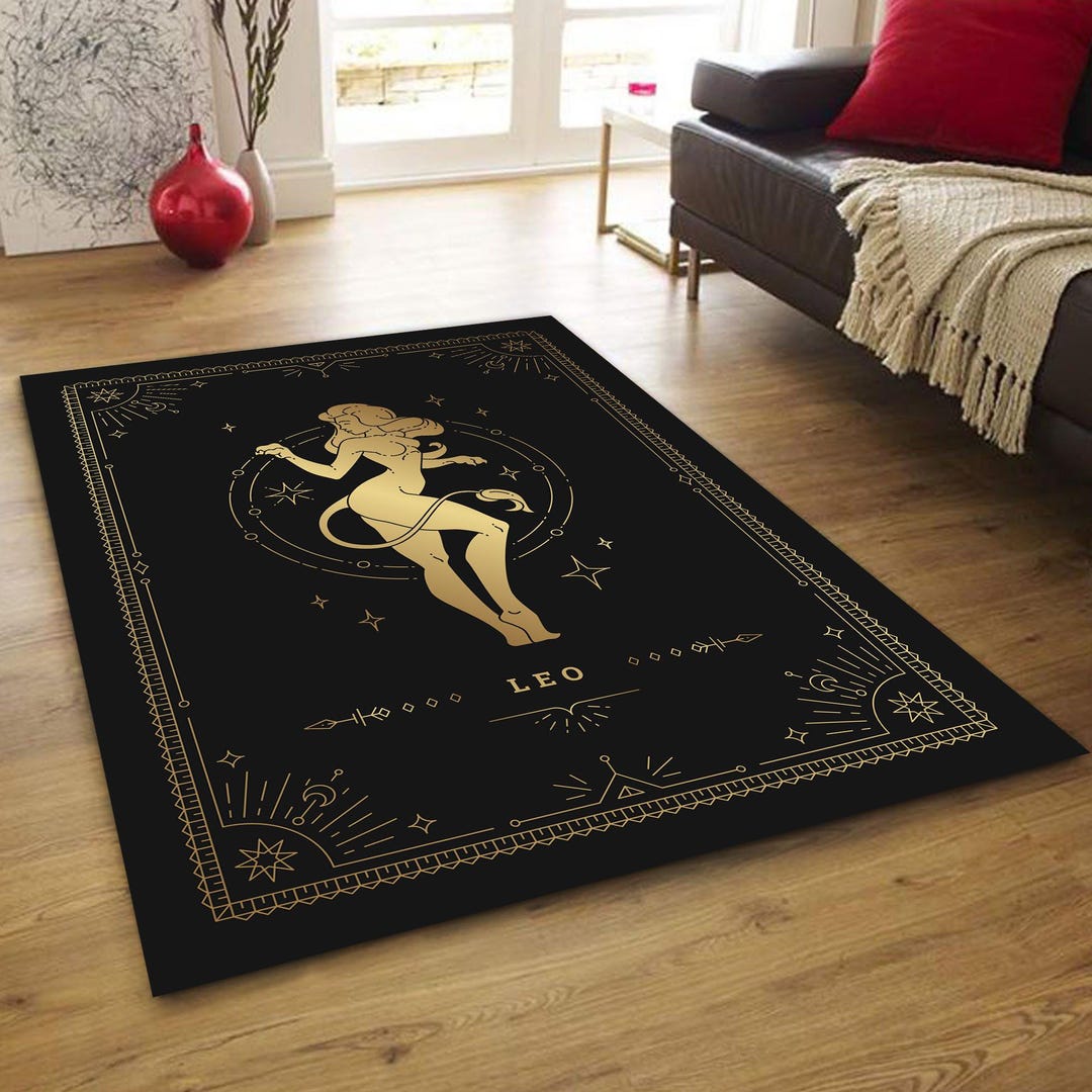 Leo Star Tarot Card Rug, Leo Star Rug, Golden Sign Rug, Tarot Rug ...