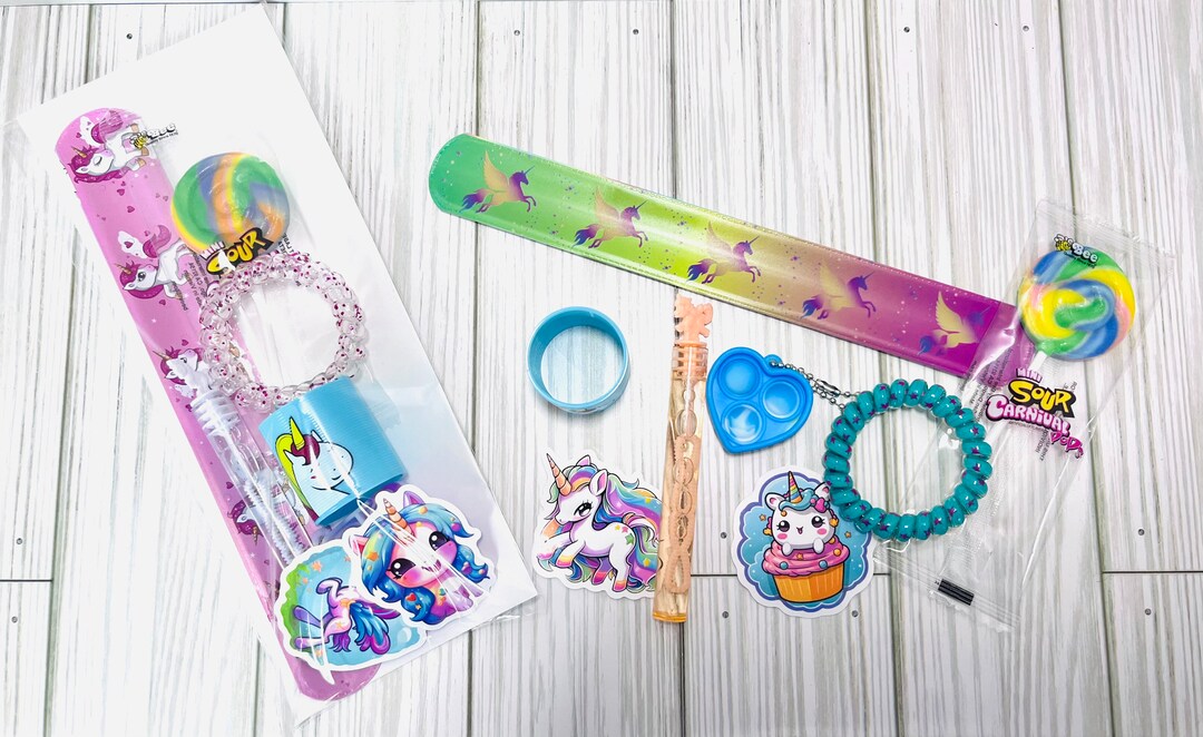 Unicorn Party Favor Bag: Bracelet, Slinky, Stickers - Etsy