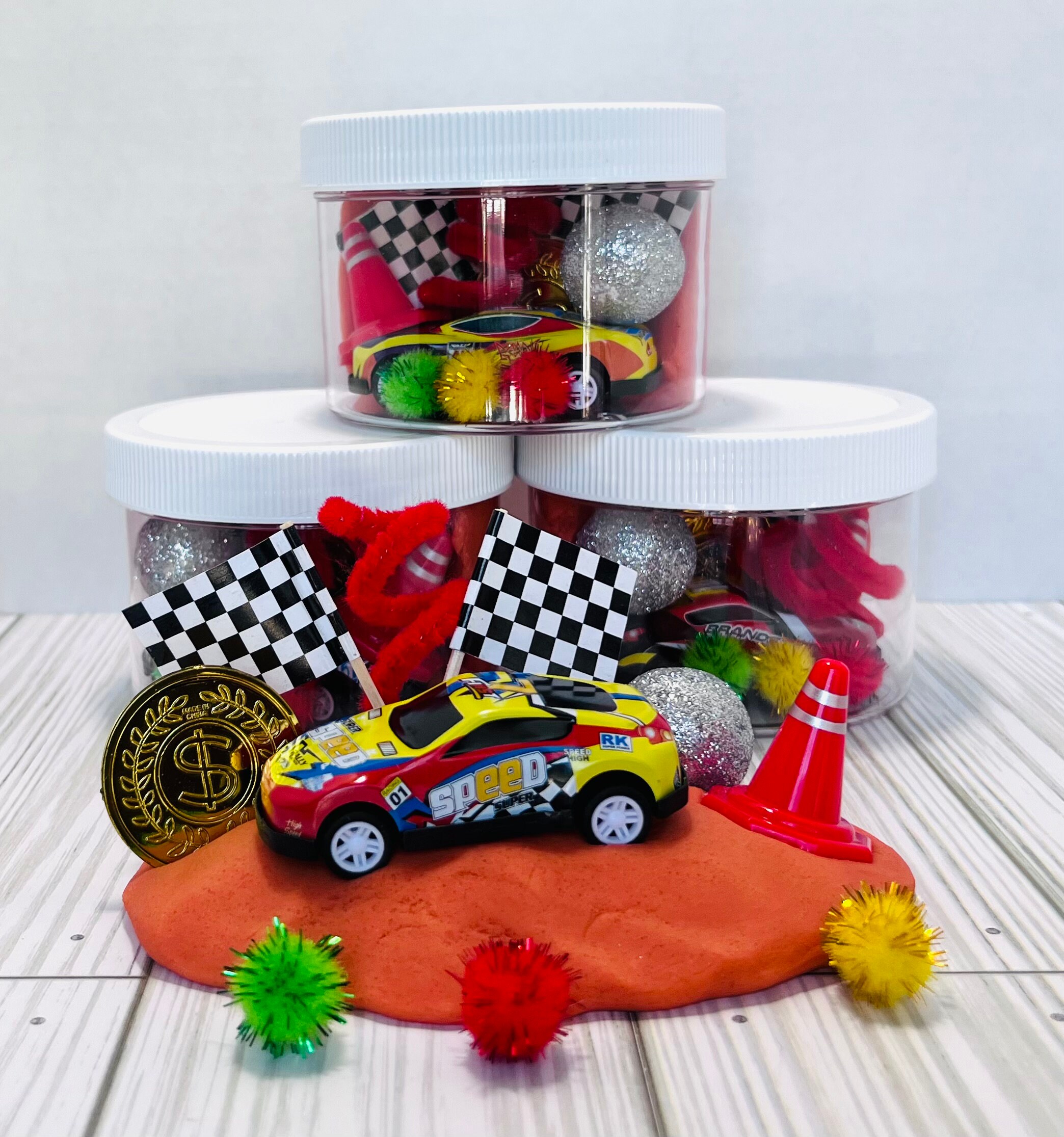 Race Car Playdough Sensory Jar: Party Favor Dough Kit - Etsy
