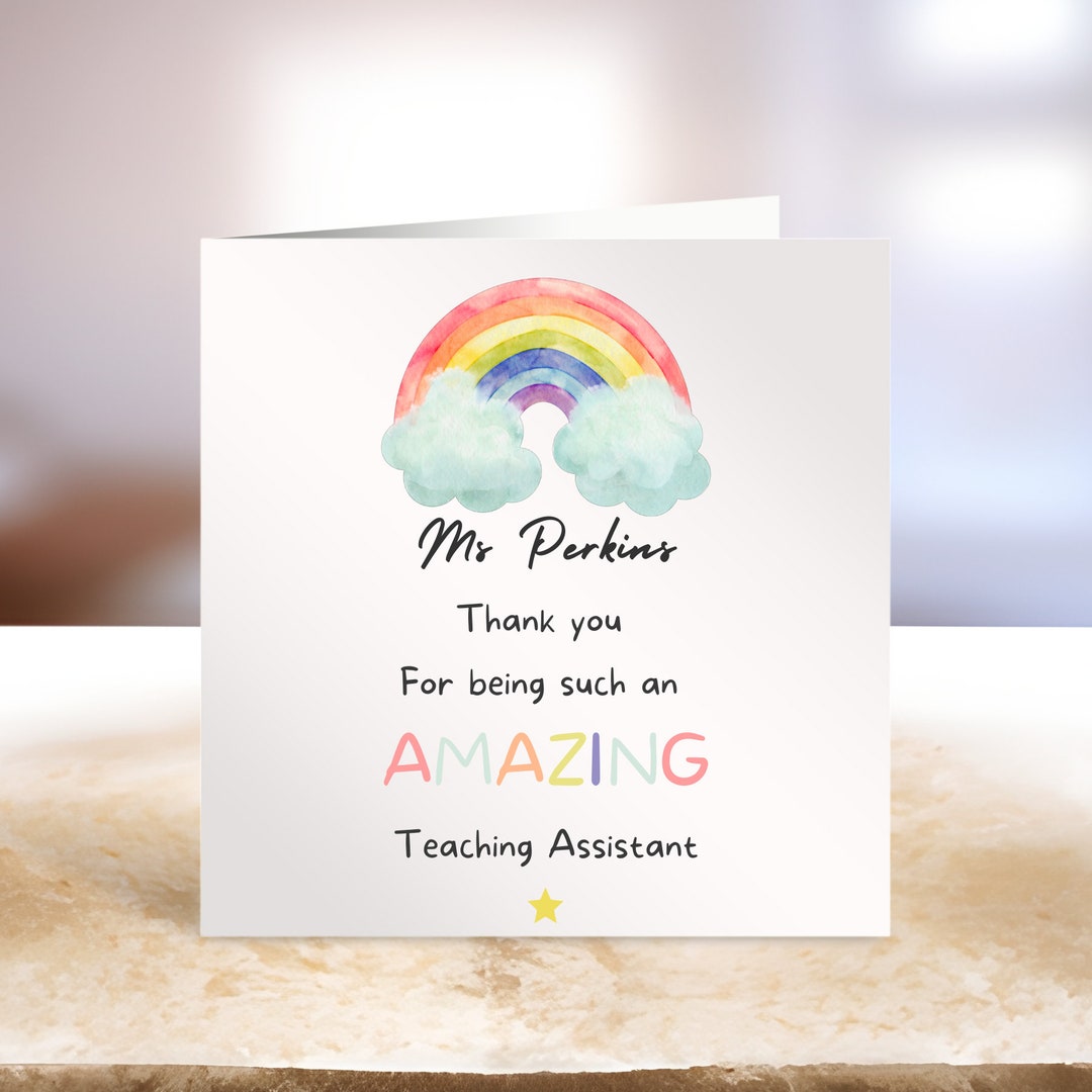 Personalised Teaching Assistant Thank You Cards Rainbow - Etsy
