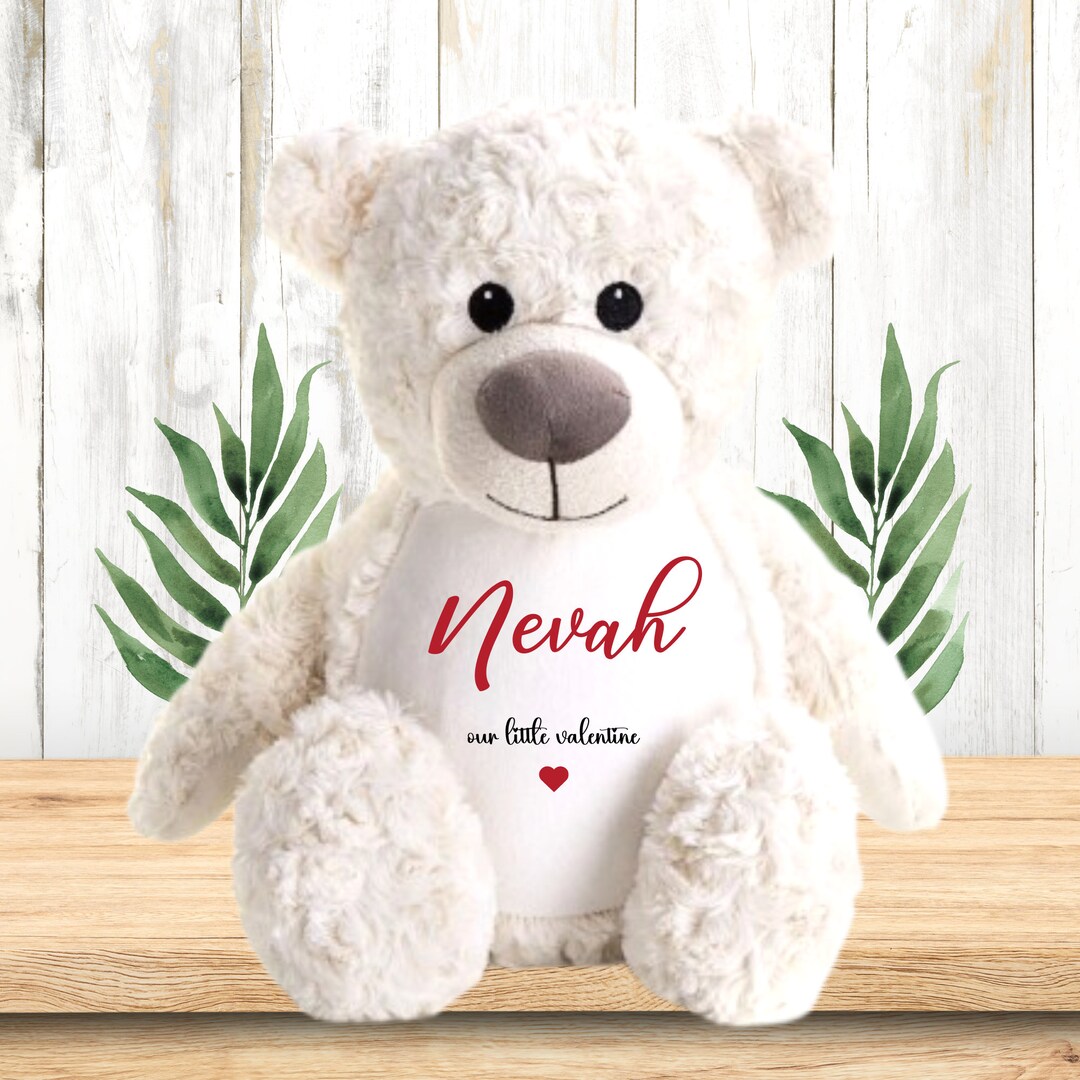Our Little Valentine Teddy Bear Personalised Soft and Fluffy White ...