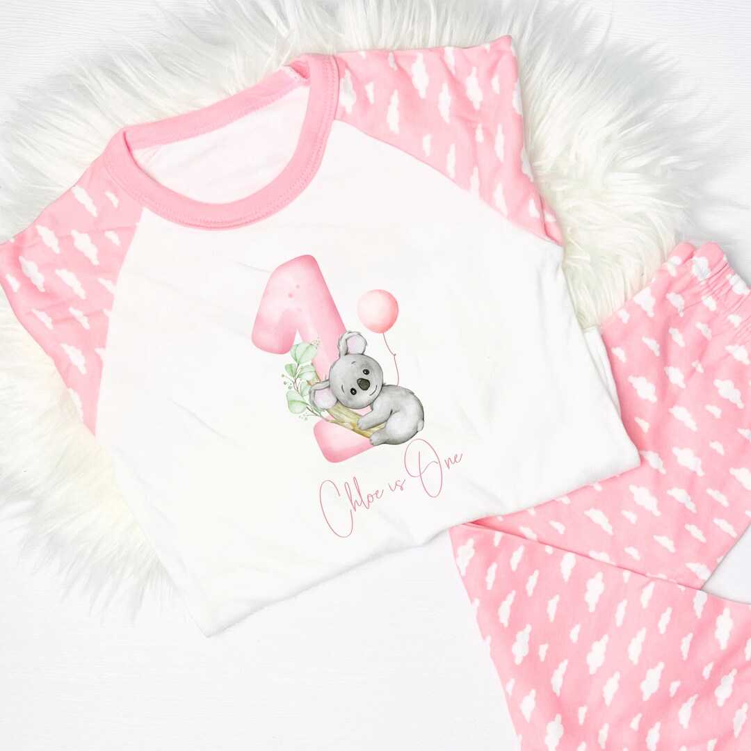 Girls Personalised Koala Print Birthday Pyjamas Girls Personalised Name ...