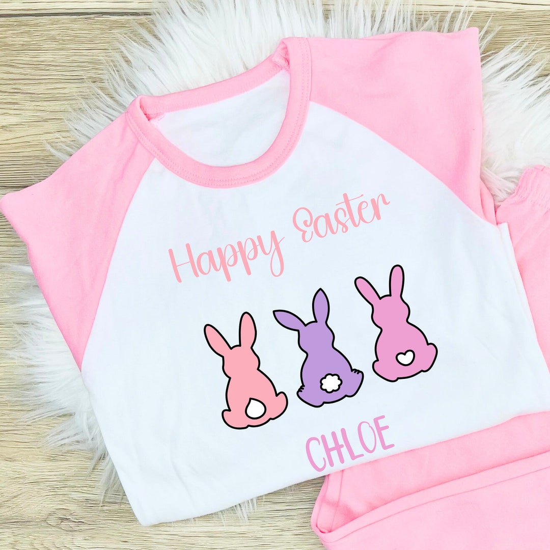Girls Pink Easter Bunny Pyjamas Girls Pink Easter Pyjamas Girls Easter ...