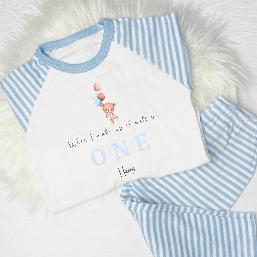 Boys When I Wake up I Will Be Teddy Bear and Balloons Print Blue ...