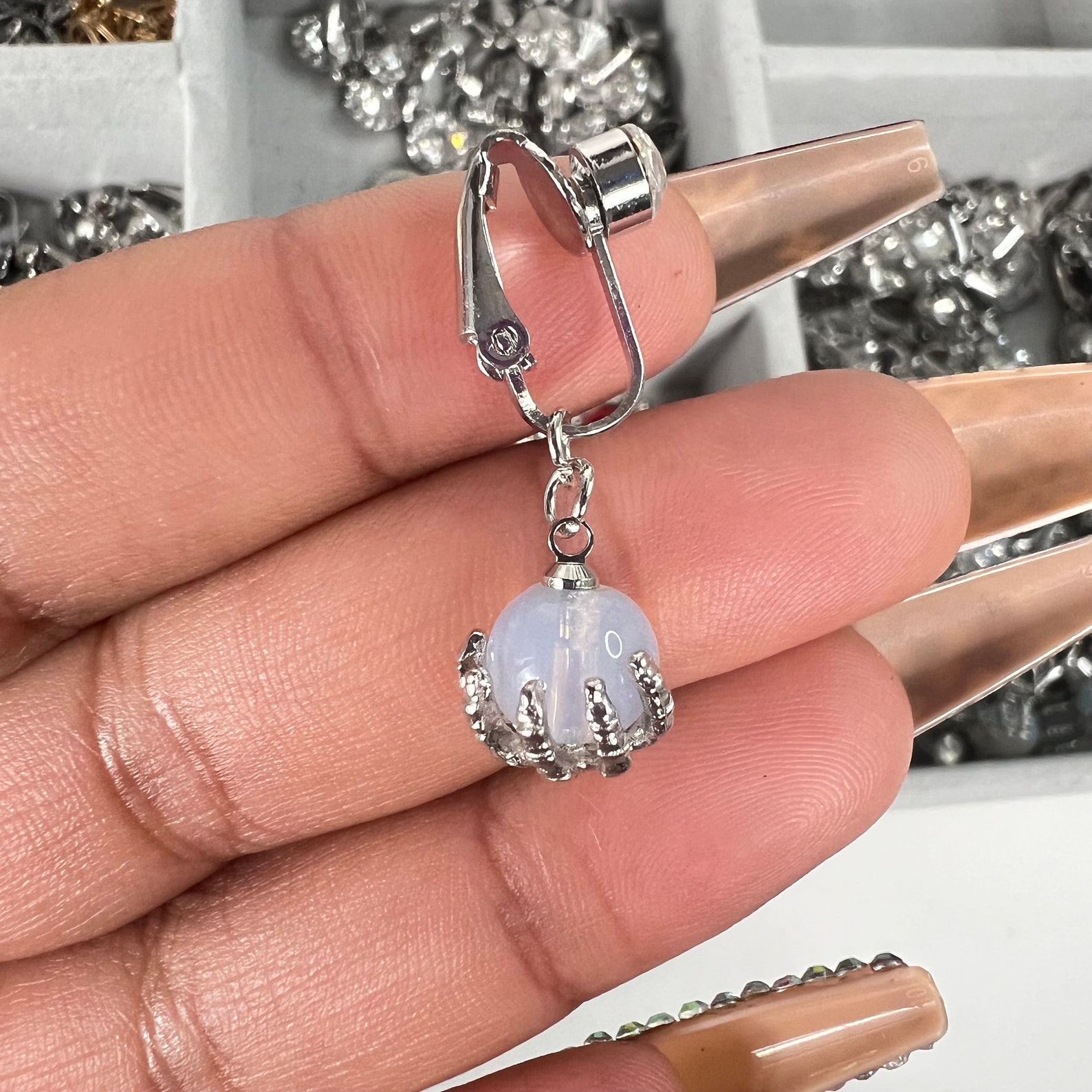 Opal Fake Faux Belly Button Clip on Belly Navel Ring Non Piercing ...