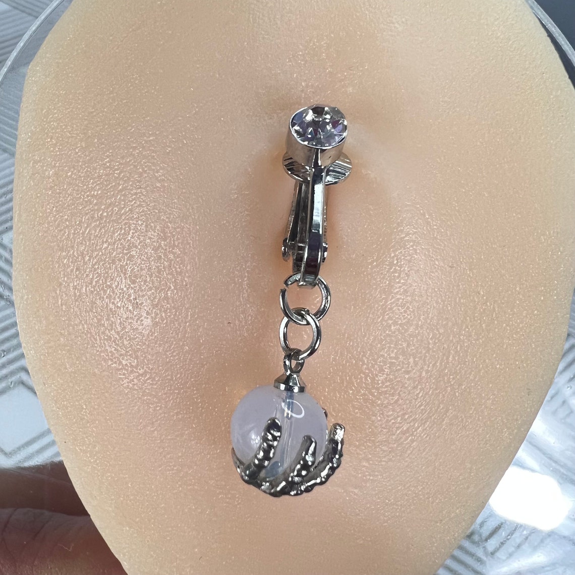 Opal Fake Faux Belly Button Clip on Belly Navel Ring Non Piercing ...