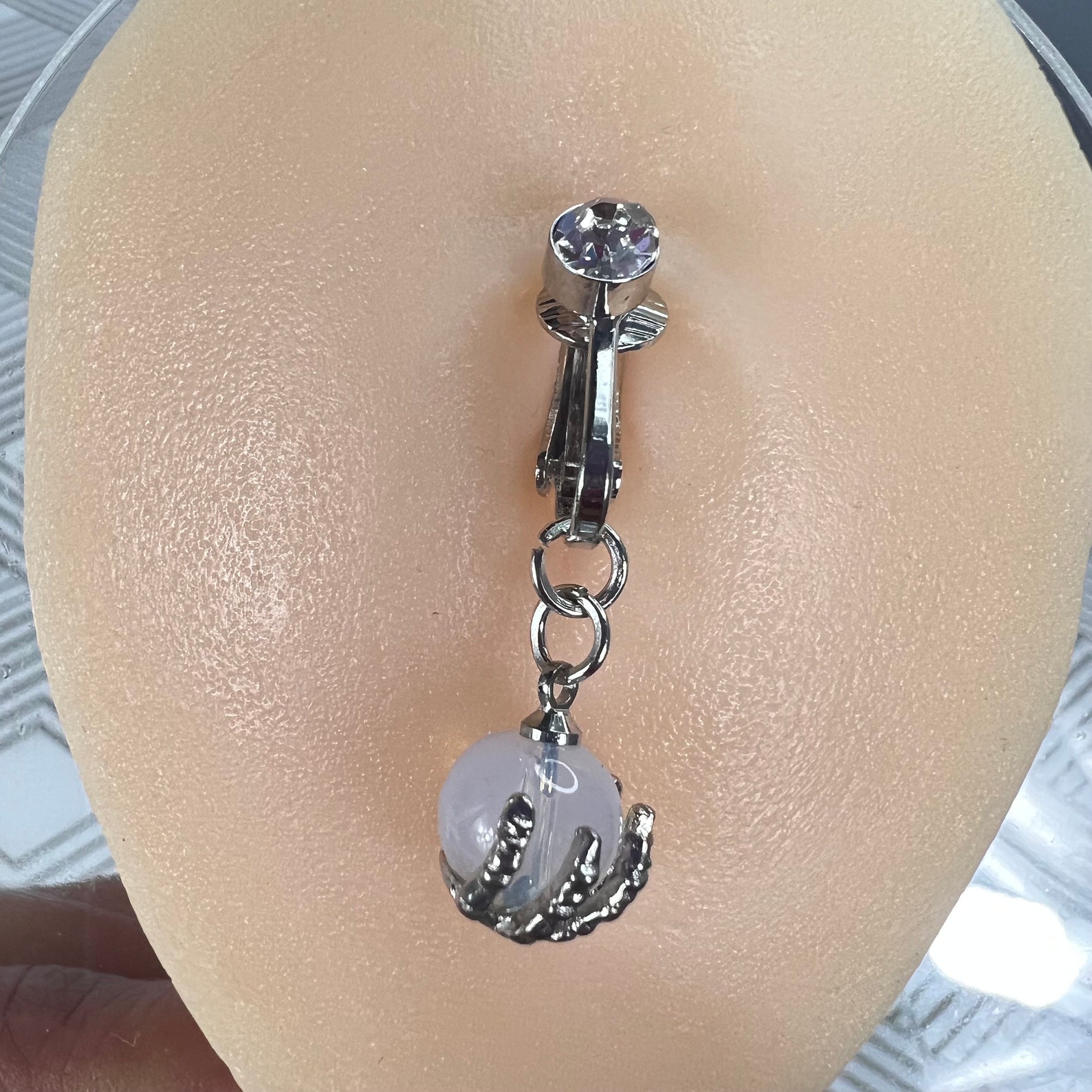 Opal Fake Faux Belly Button Clip on Belly Navel Ring Non Piercing ...