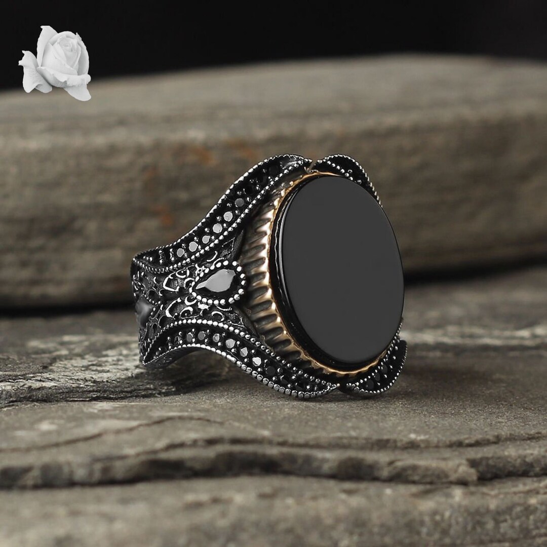 925K Silver Onyx Men Ring Black Stone Men Ring Unique Onyx - Etsy