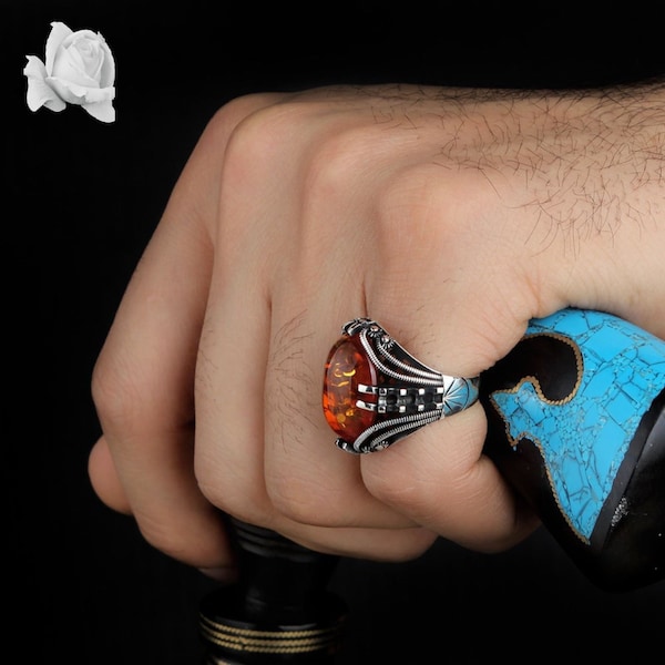 Mens Amber Ring - Etsy