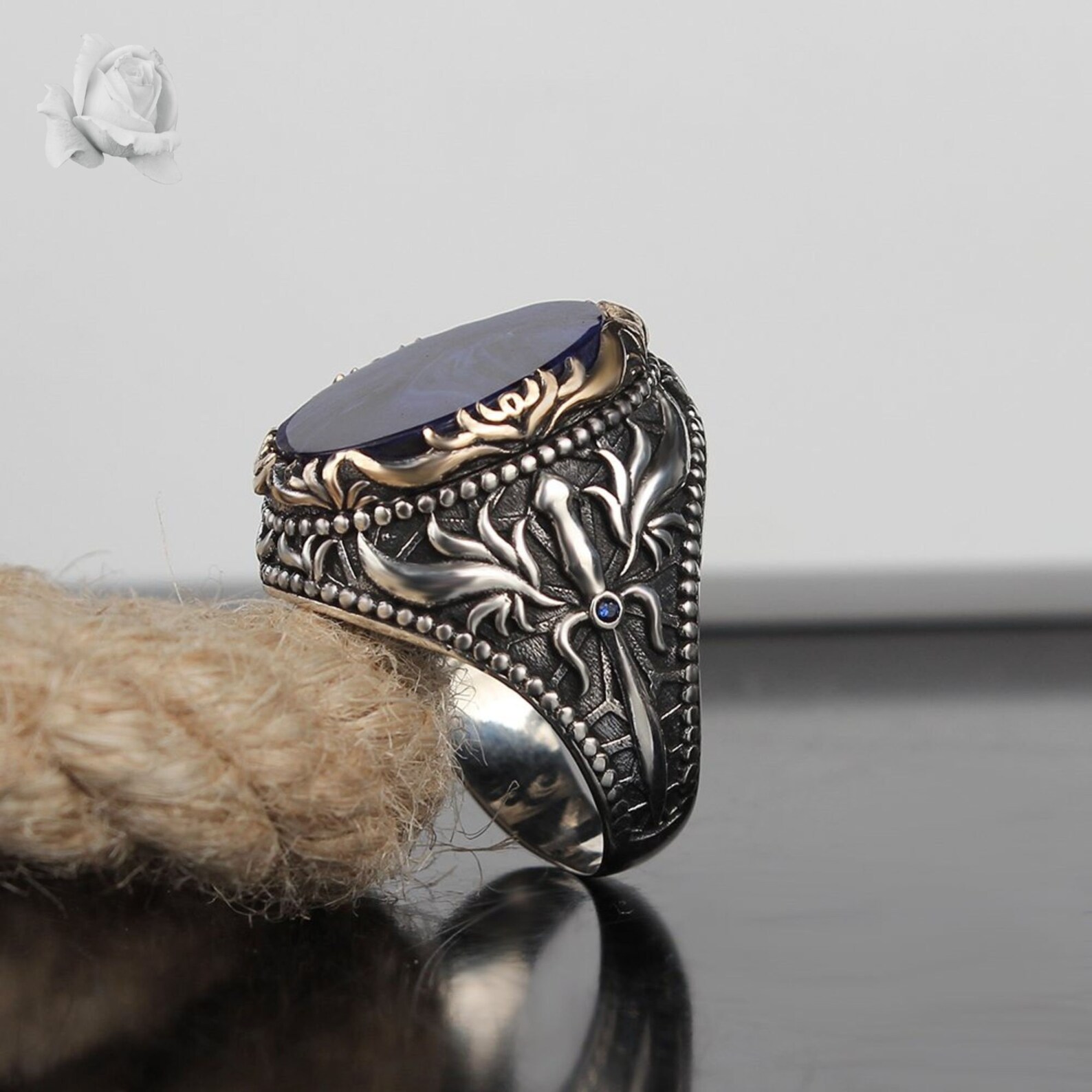 Sterling Silver Amber Men Ring Vintage Man Ring With Amber - Etsy