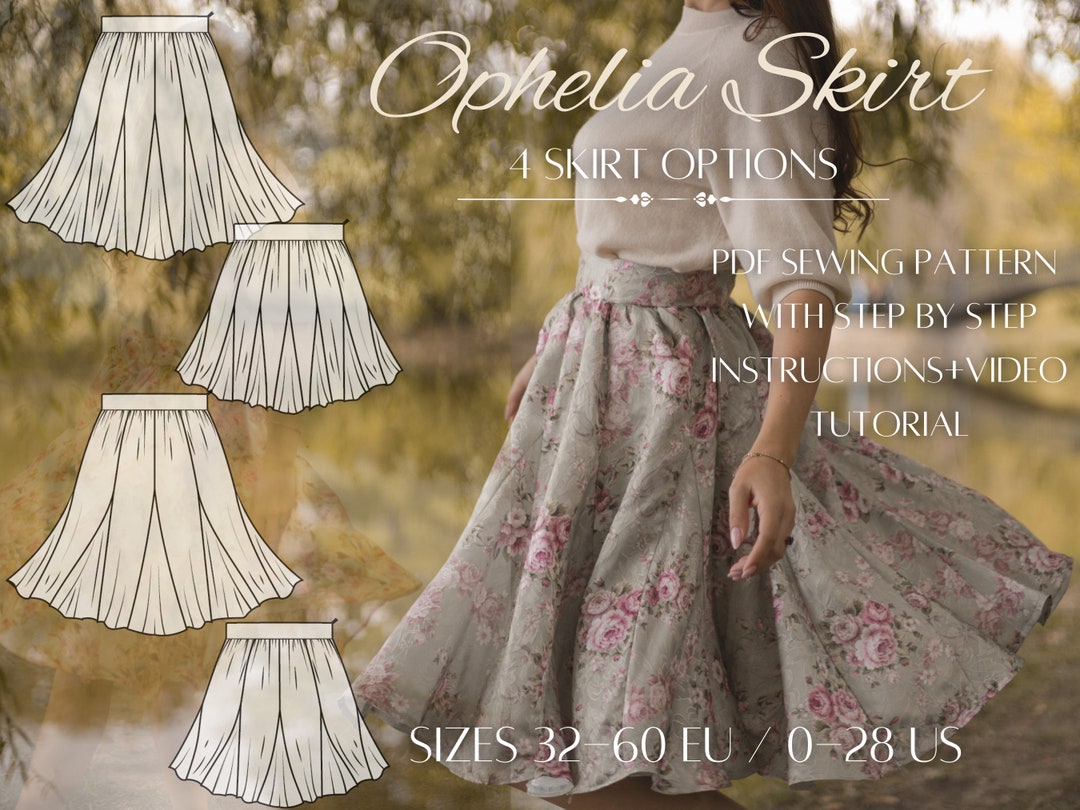 Midi/mini SKIRT PDF Sewing PATTERN With Godets | Women Skirt Digital Pattern | Easy Skirt Sewing ...