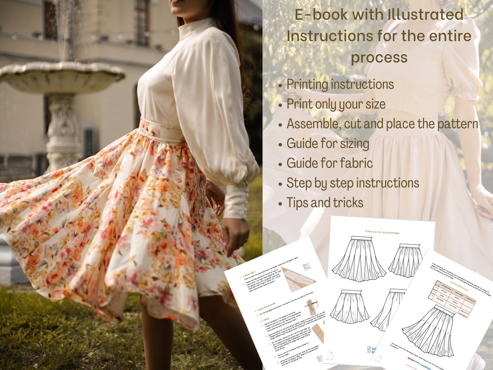 Midi/mini SKIRT PDF Sewing PATTERN With Godets Women Skirt - Etsy