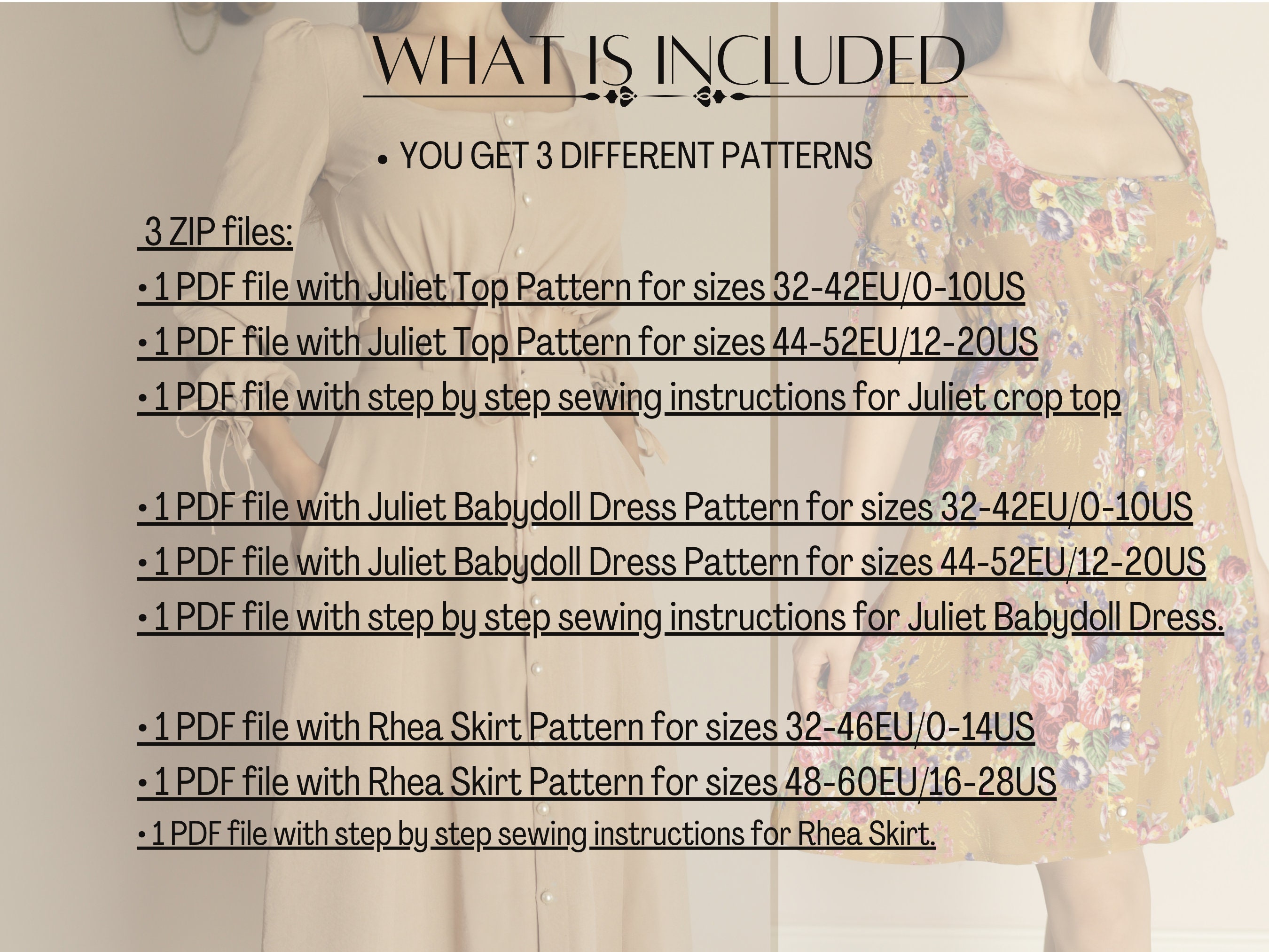 BUNDLE: A-line SKIRT TOP Sewing Patterns Dress Pattern Included Digital ...