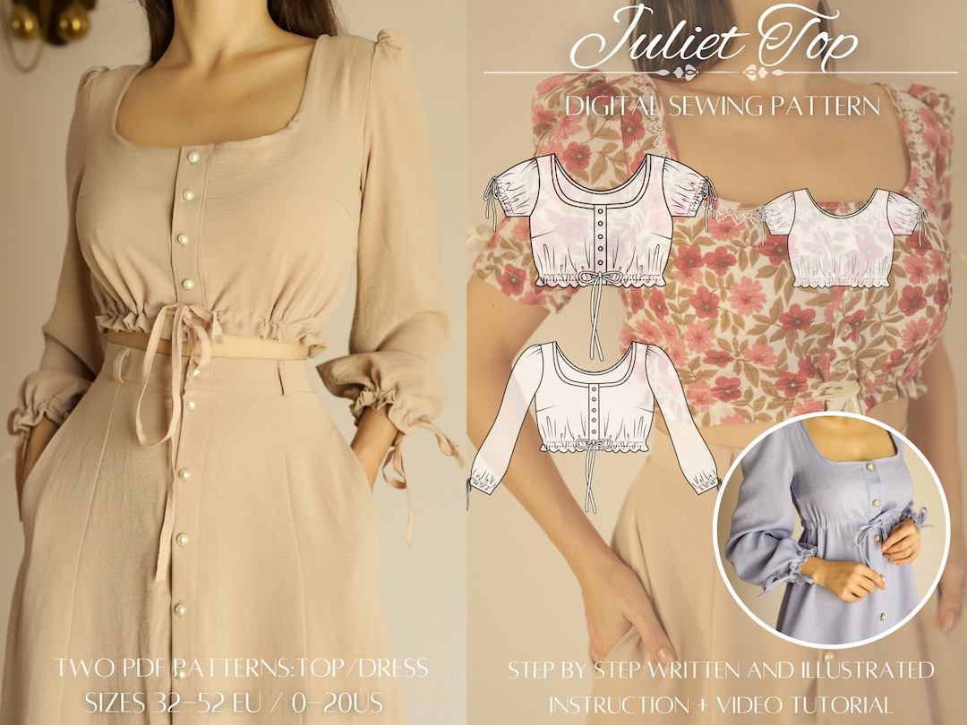 TOP Sewing PATTERN | Digital Pattern | Instant Download | Short/long ...