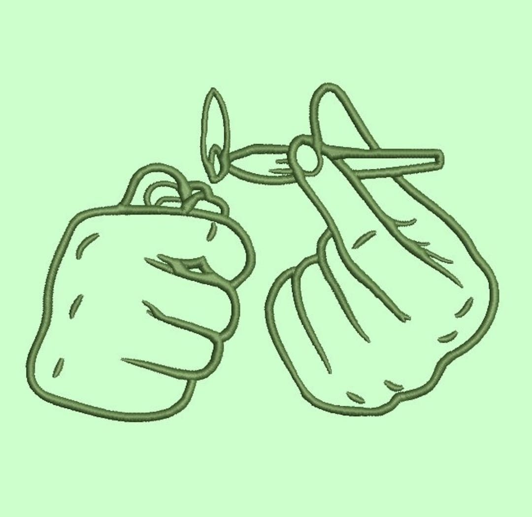 Machine Embroidery Design, Stoner Joint Hands Outline, Multiple Sizes ...