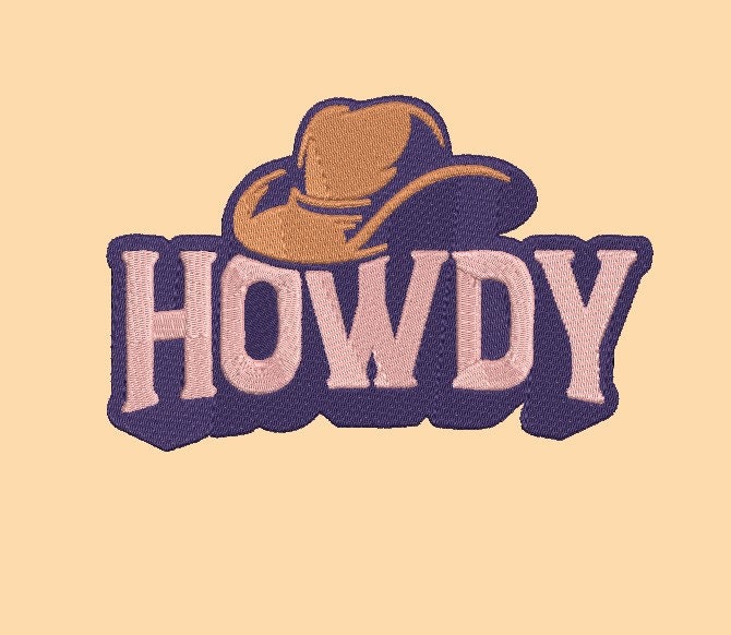 Machine Embroidery Design, Howdy, Cowboy Hat, Country, Multiple Sizes ...