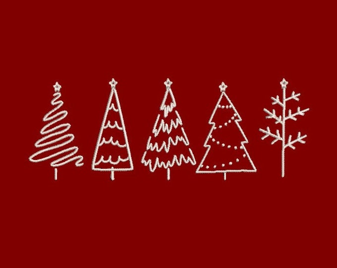 Machine Embroidery, Christmas Tree Line Art, Christmas, Multiple Sizes ...