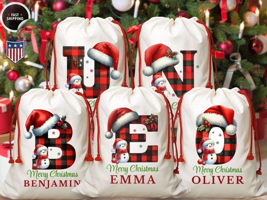 Personalized Christmas Santa Sacks , Family Large Gift Bag Custom Name ...