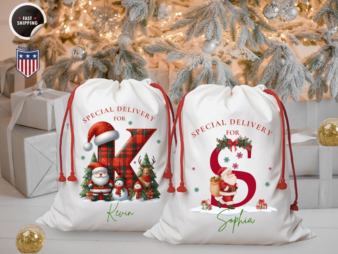 Personalized Christmas Santa Sacks , Family Large Gift Bag Custom Name ...