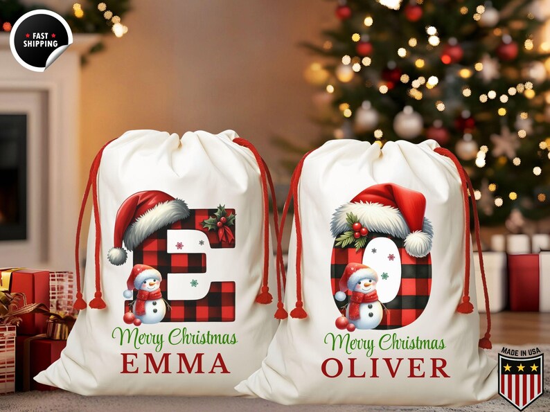 Personalized Christmas Santa Sacks , Family Large Gift Bag Custom Name ...