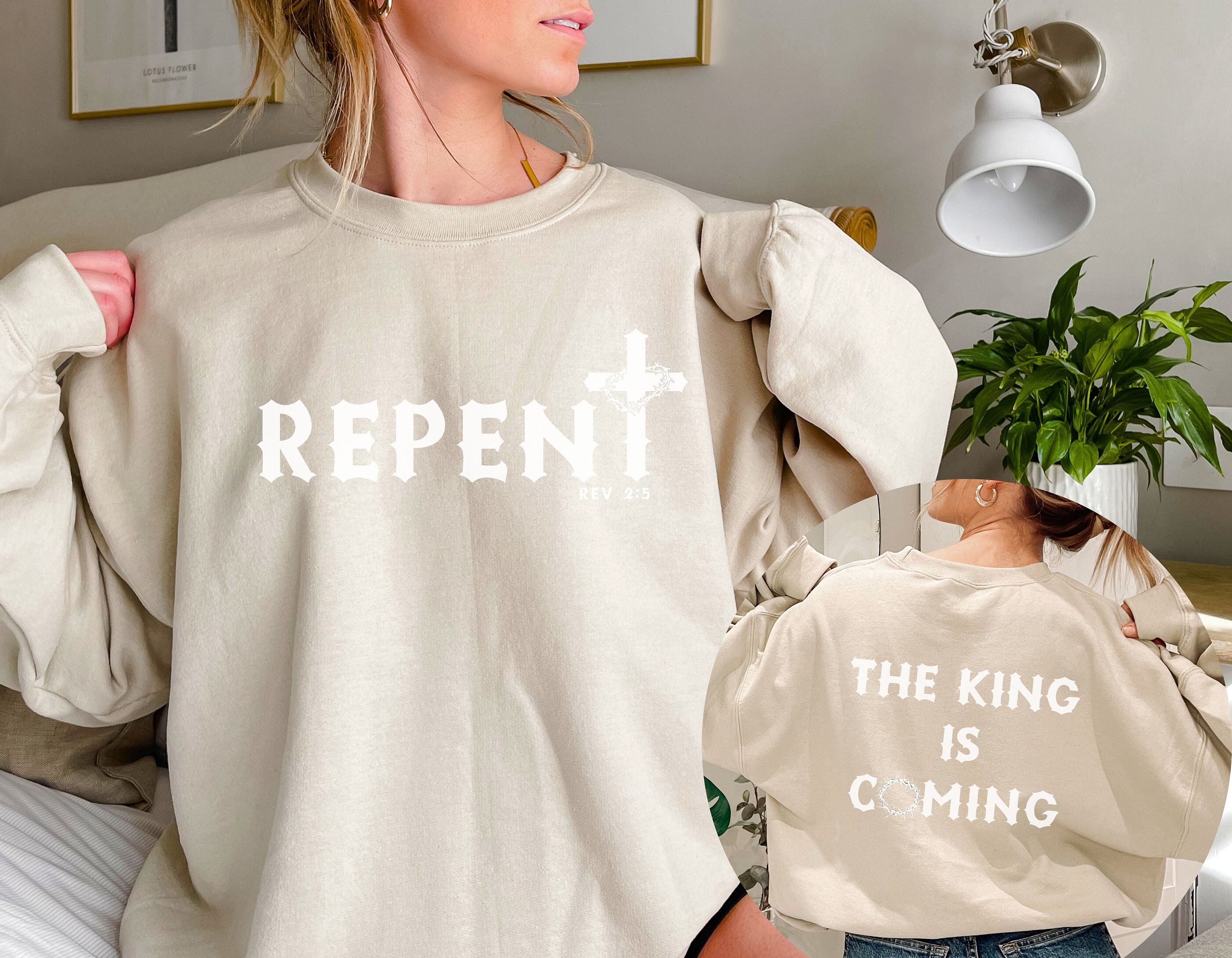 Revelation Repent Christian Sweatshirt , Bible Verses Words on Back ...