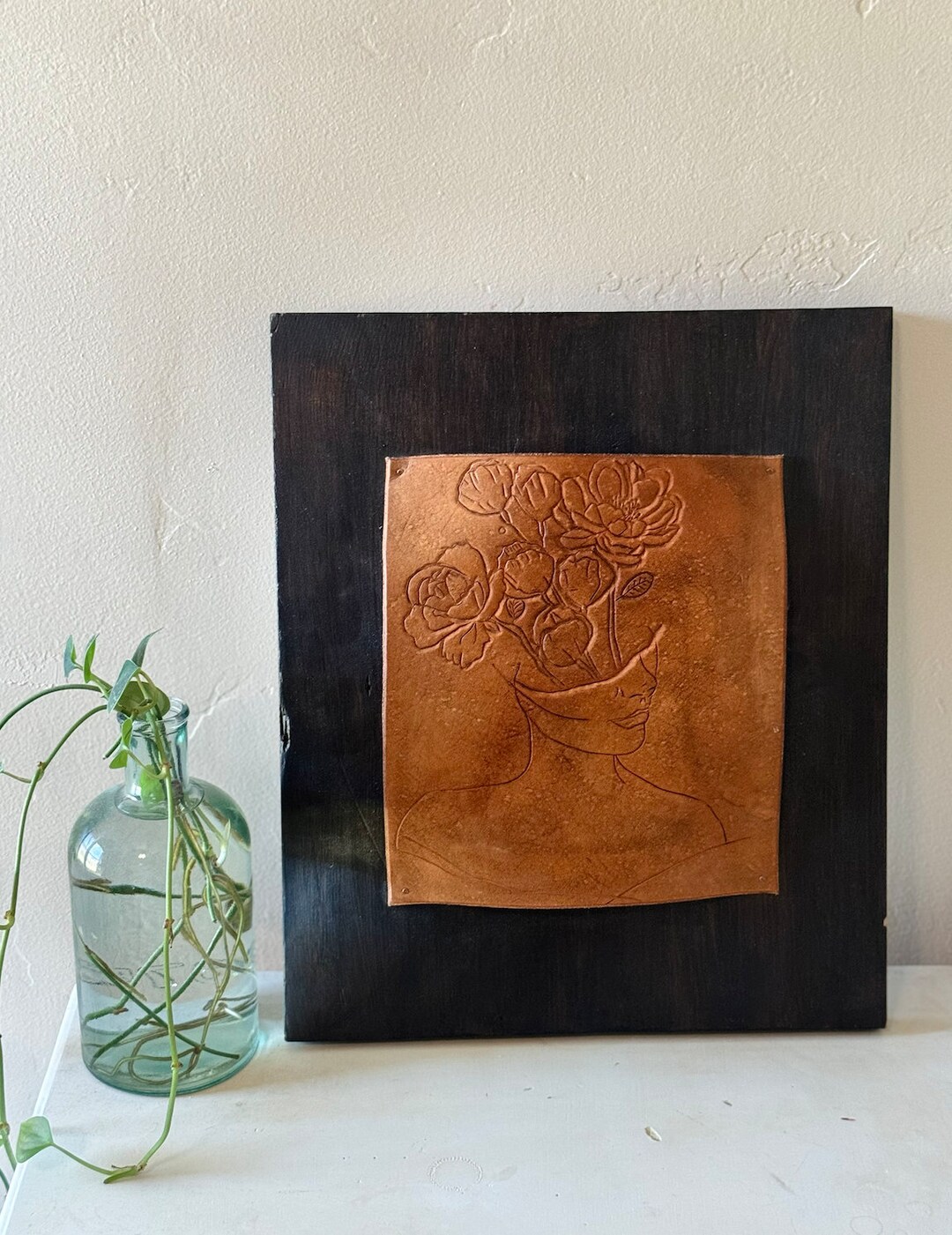 Tooled Leather on Wood Visual Art - Etsy