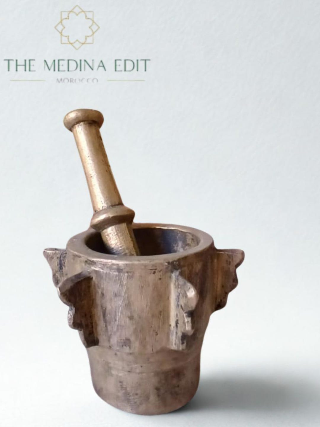 Antique Moroccan Brass Mortar – 100+ Years Old, Traditional Collectible ...