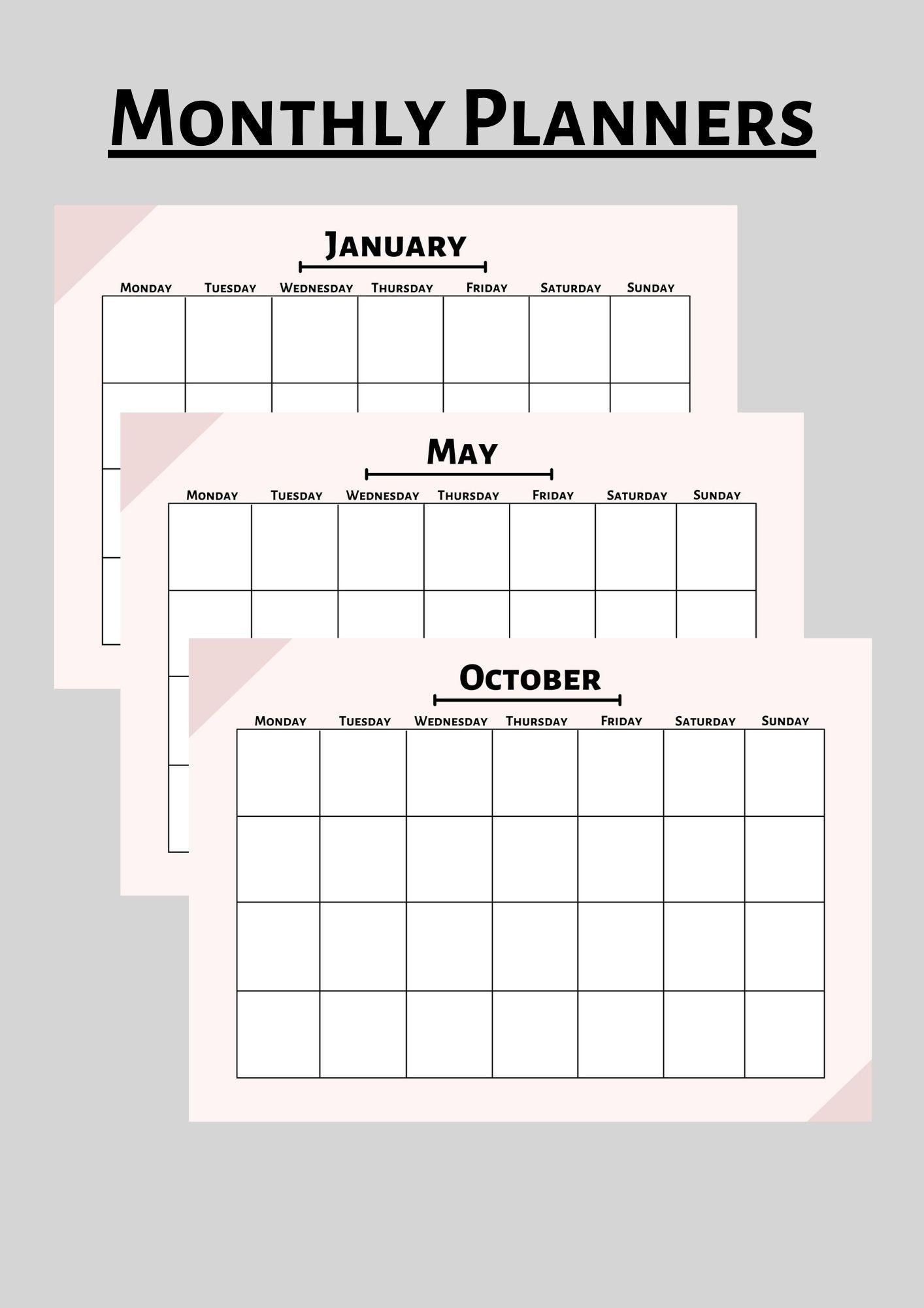 Monthly Planner - Printable Download - Etsy