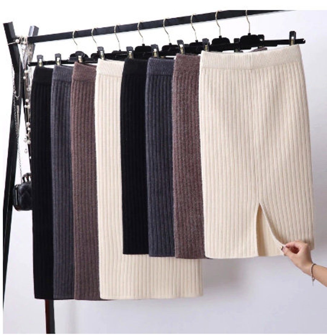 Mid-long Knitted Half-length Skirt Women's High Waist Many Lengths ...