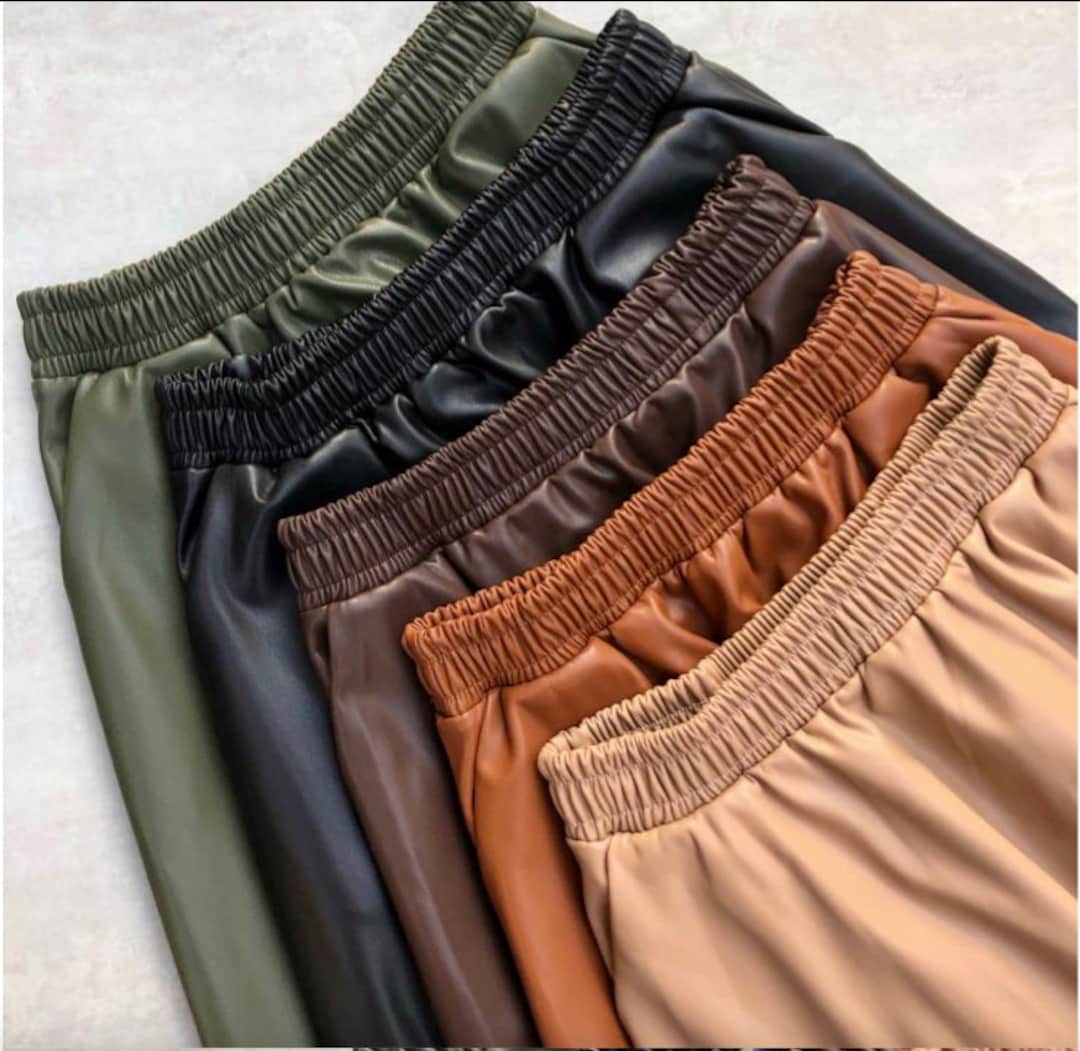 80cm Women Leather Long Skirts Pockets Winter Elastic Waist - Etsy