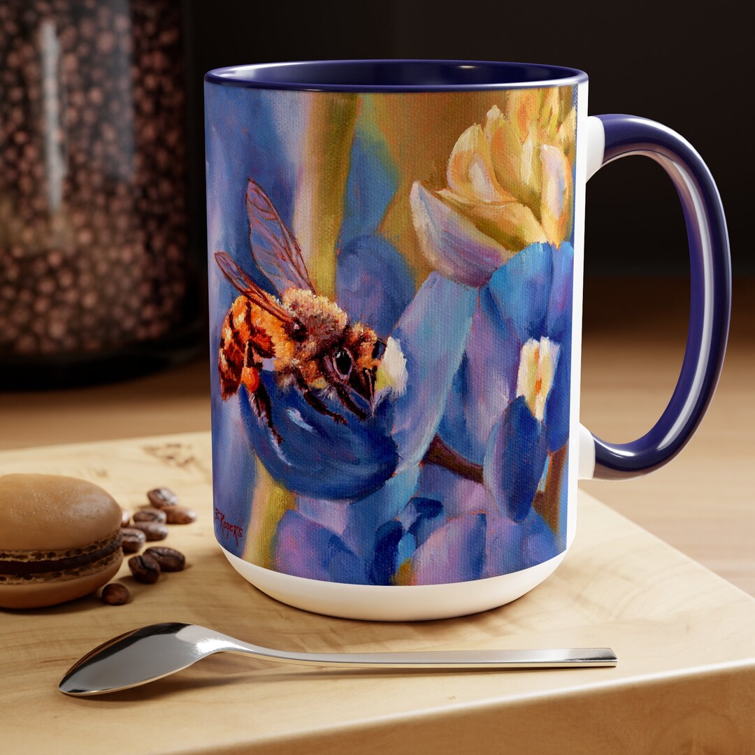 Busy Bee Painting by Artist, Becky Rogers, Two-tone Coffee Mugs, 15oz ...