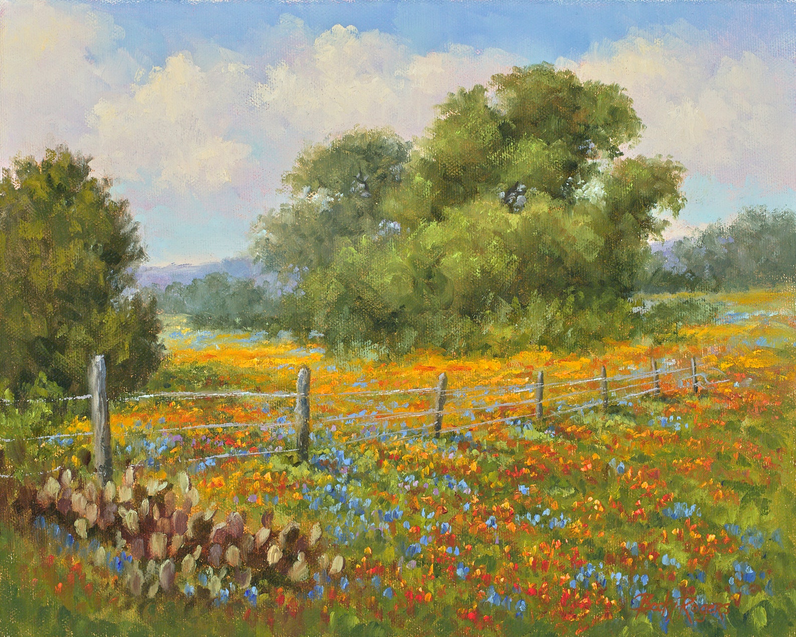 Texas Wildflower Landscape, 8x10 Fine Art Print Mounted in an 11x14 ...