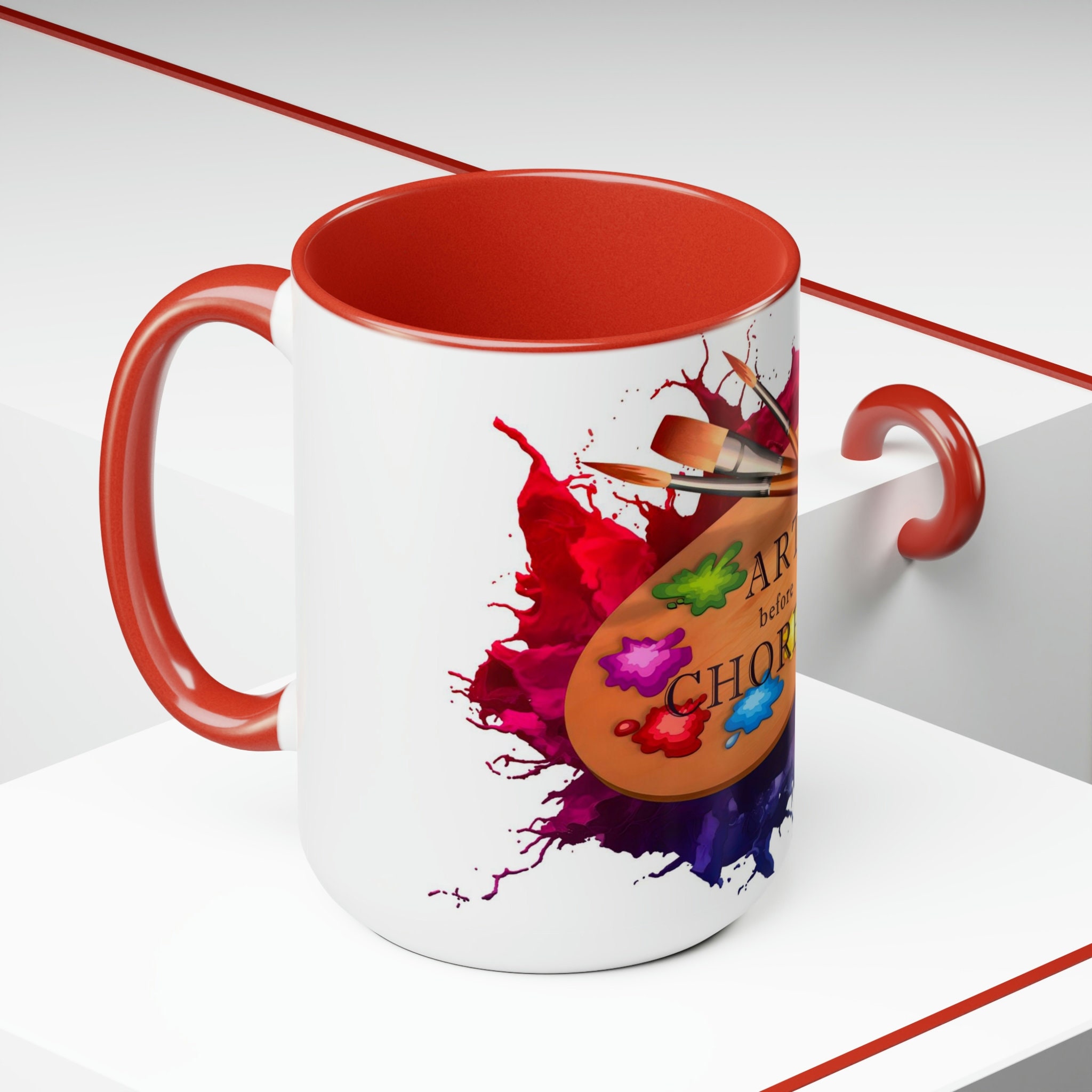 Art Before Chores - Two-tone Coffee Mugs, 15oz - Etsy