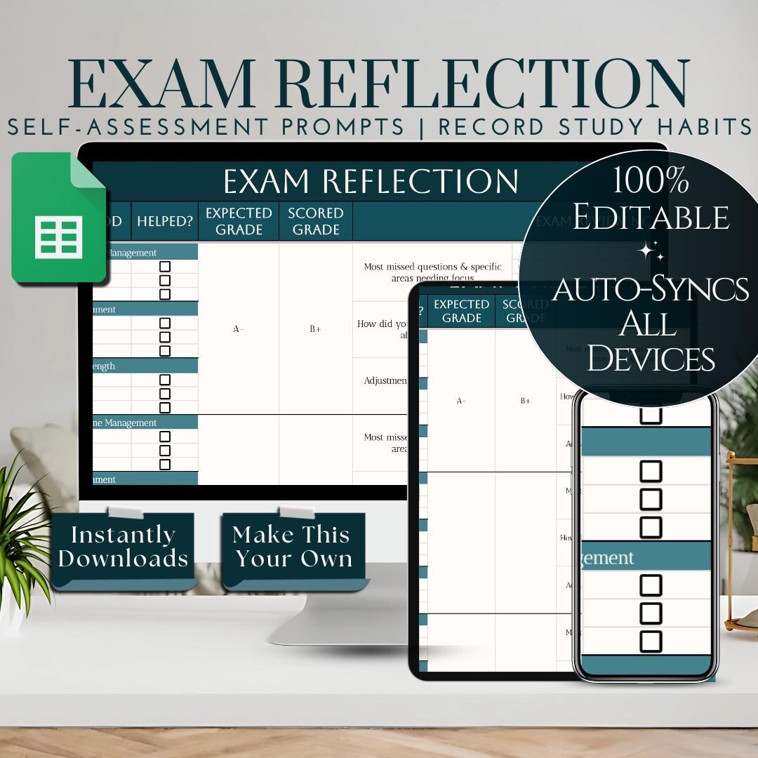 Exam Reflection Template Study Guide Exam Strategy Self-assessment ...